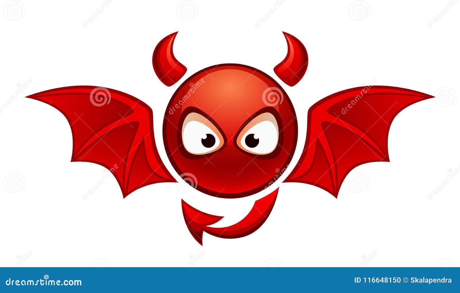 Funny Devil Caricature, Horned Demon Icon With Trident, Stick Figure ...