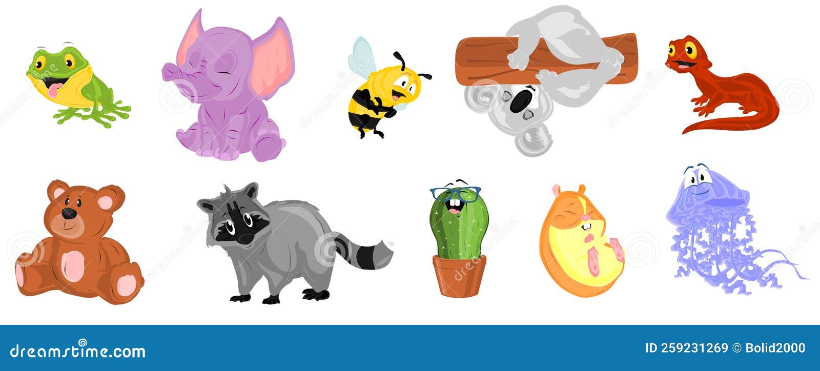 Set of animals stock illustration. Illustration of cartoon - 259231269