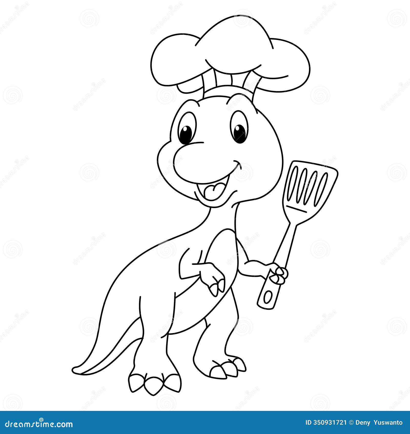 Funny Dino Chef Cartoon Vector Coloring Page Stock Vector ...