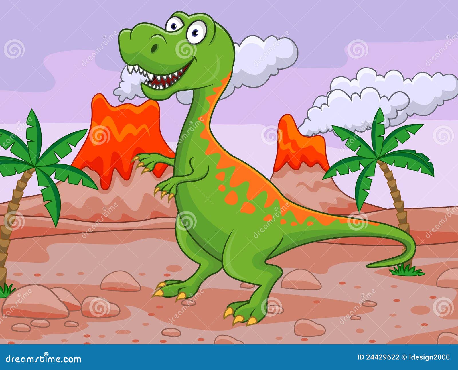 Funny Dinosaur cartoon stock illustration. Illustration of child - 24429622
