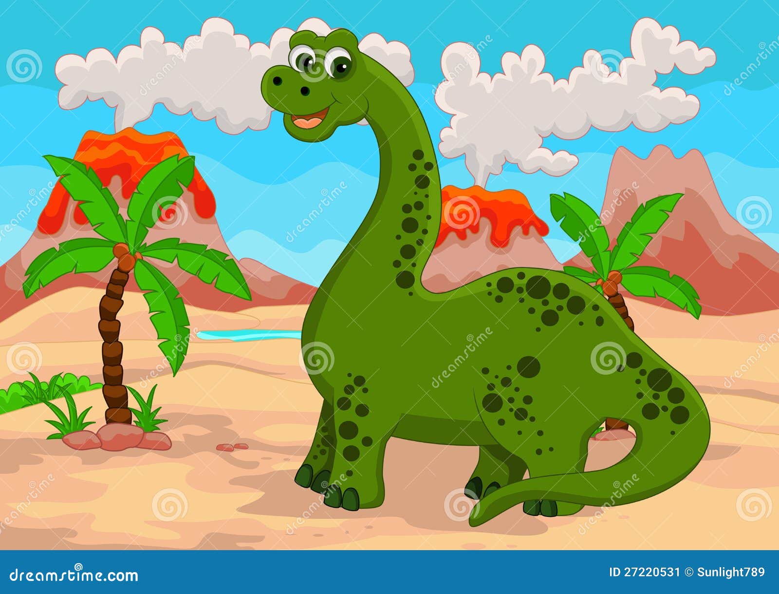 Funny dinosaur cartoon stock illustration. Illustration of child - 27220531