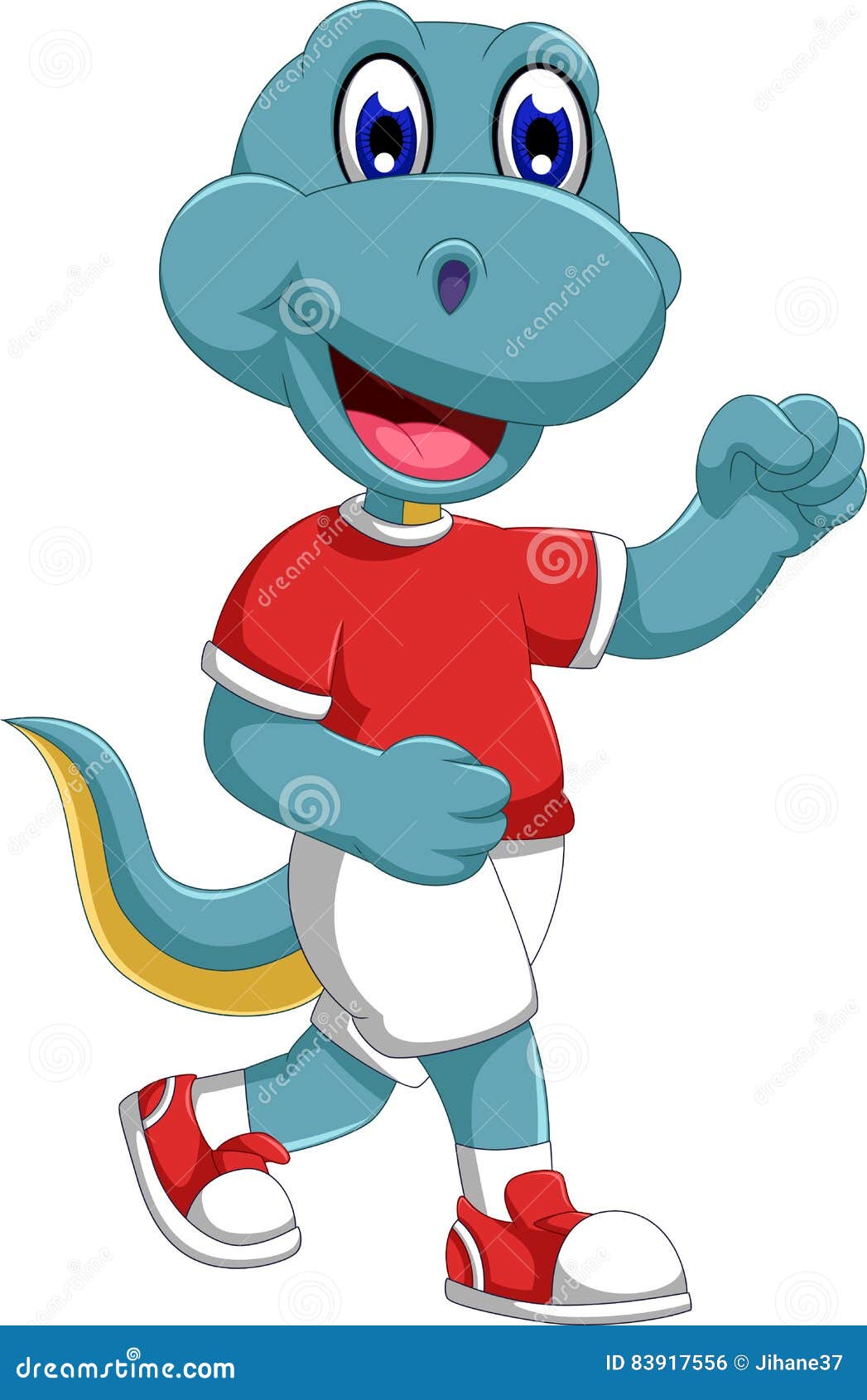 Funny Dinosaur Cartoon Jogging Stock Illustration - Illustration of ...