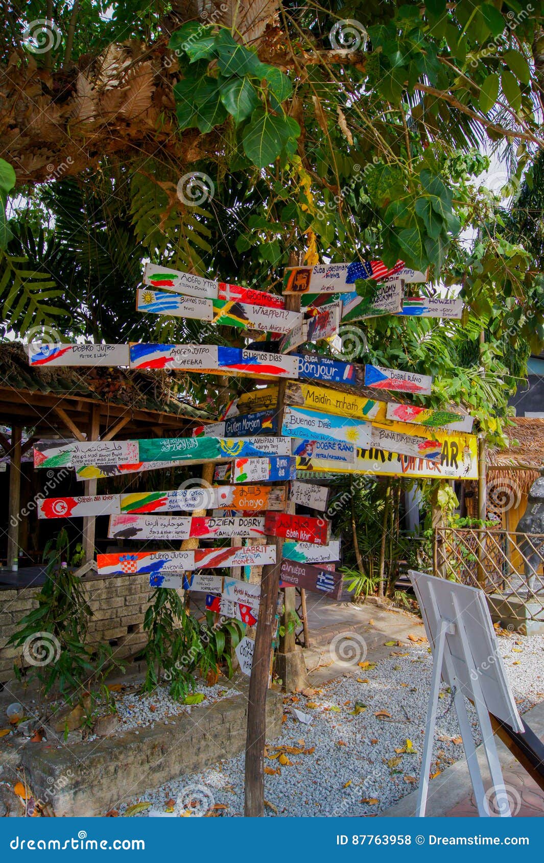 Funny directions signpost editorial stock photo. Image of destinations ...