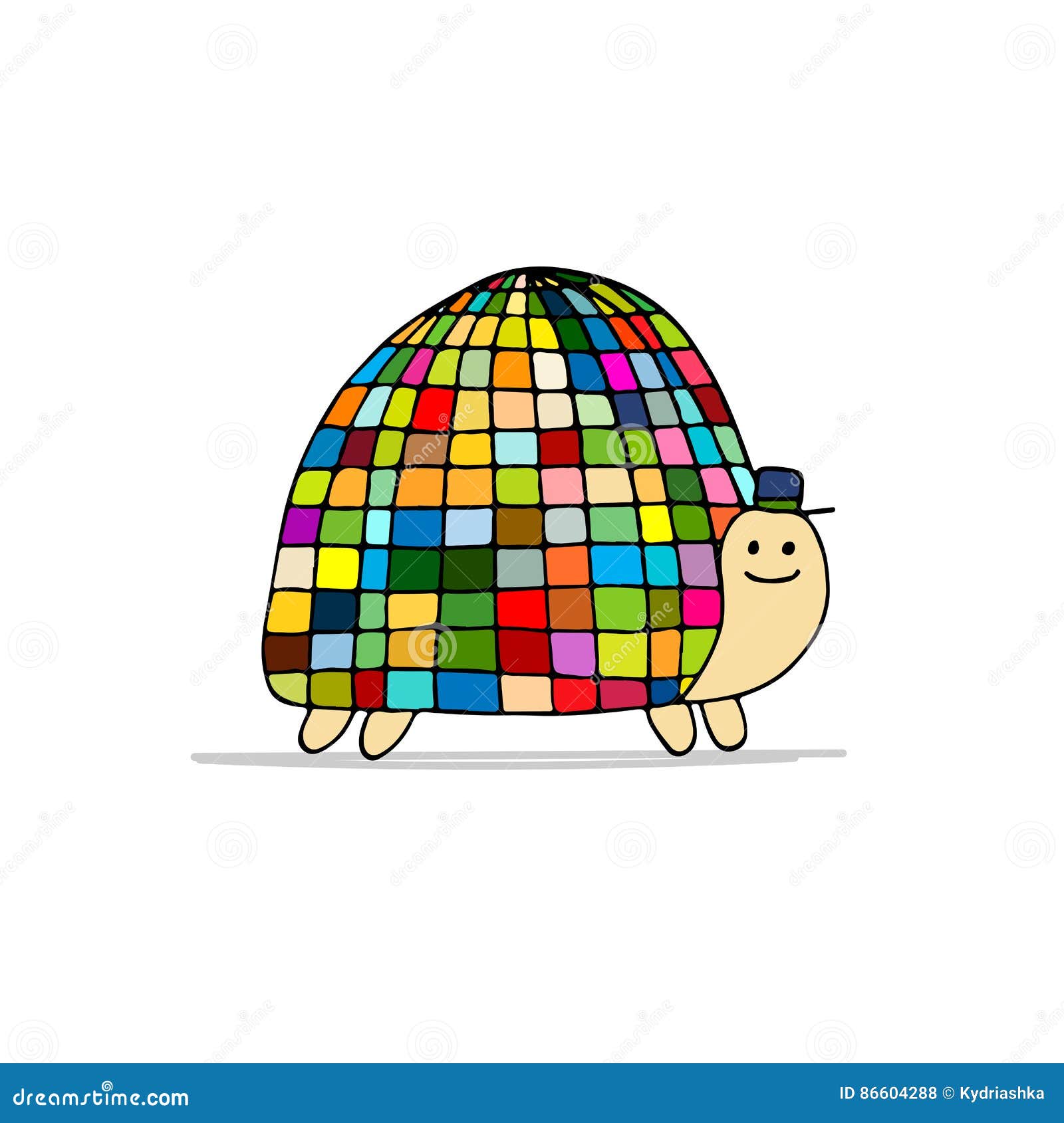 Funny Disco Turtle, Sketch for Your Design Stock Vector - Illustration ...