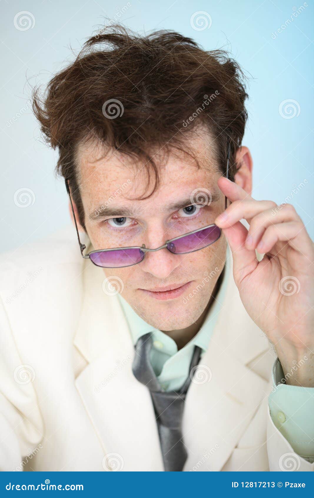 Funny Disheveled Smiling Man with Spectacles Stock Image - Image of ...