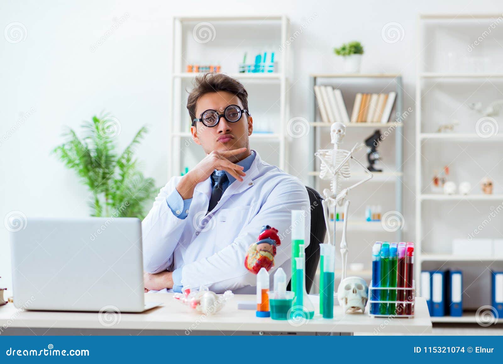 The Funny Doctor Having Fun in Hospital Lab Stock Photo - Image of ...