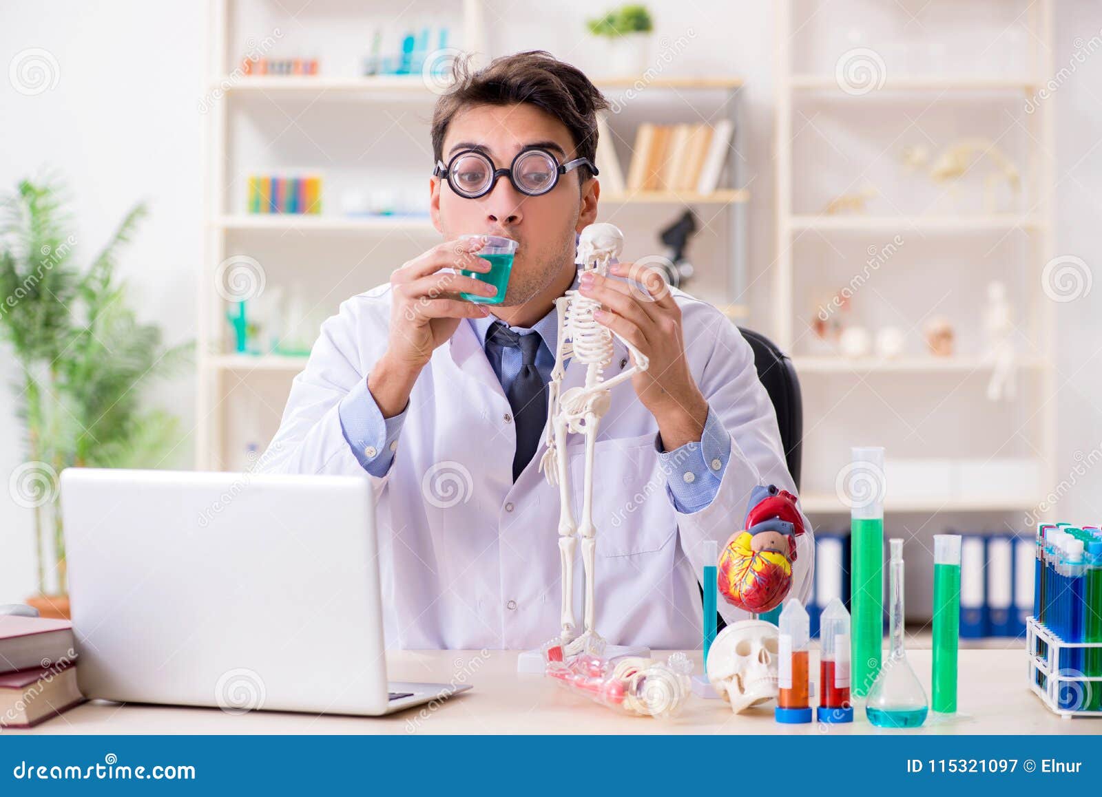 The Funny Doctor Having Fun in Hospital Lab Stock Image - Image of ...