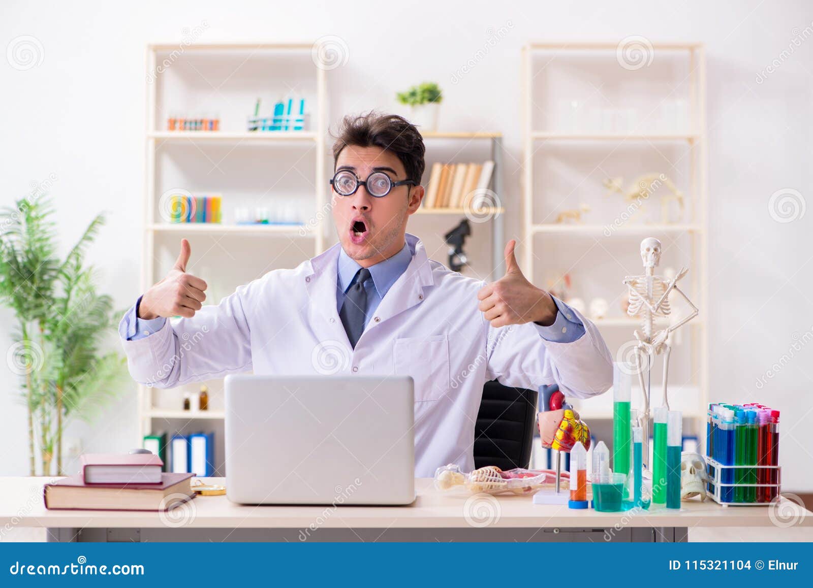 The Funny Doctor Having Fun in Hospital Lab Stock Photo - Image of ...