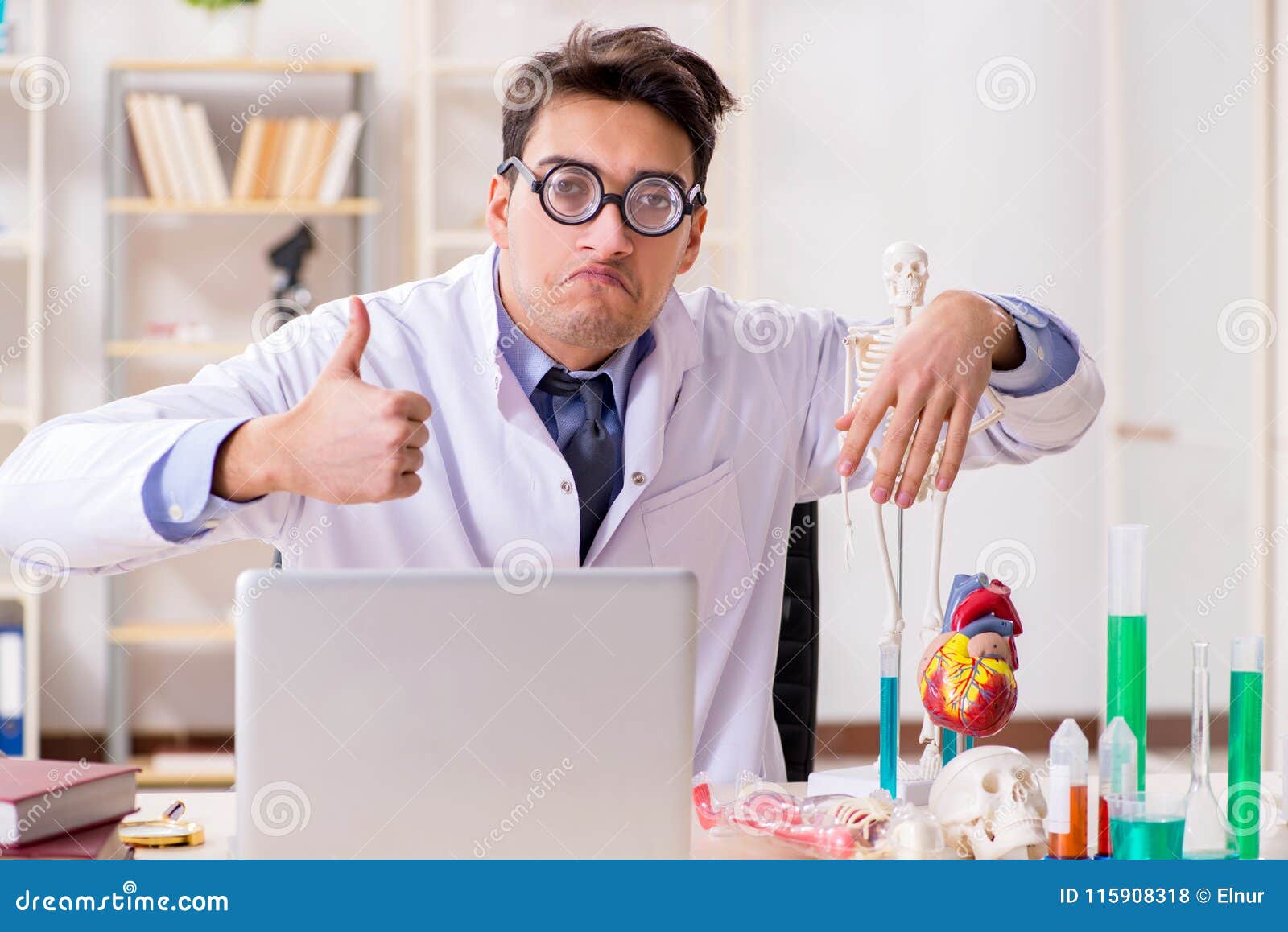 The Funny Doctor Having Fun in Hospital Lab Stock Photo - Image of ...