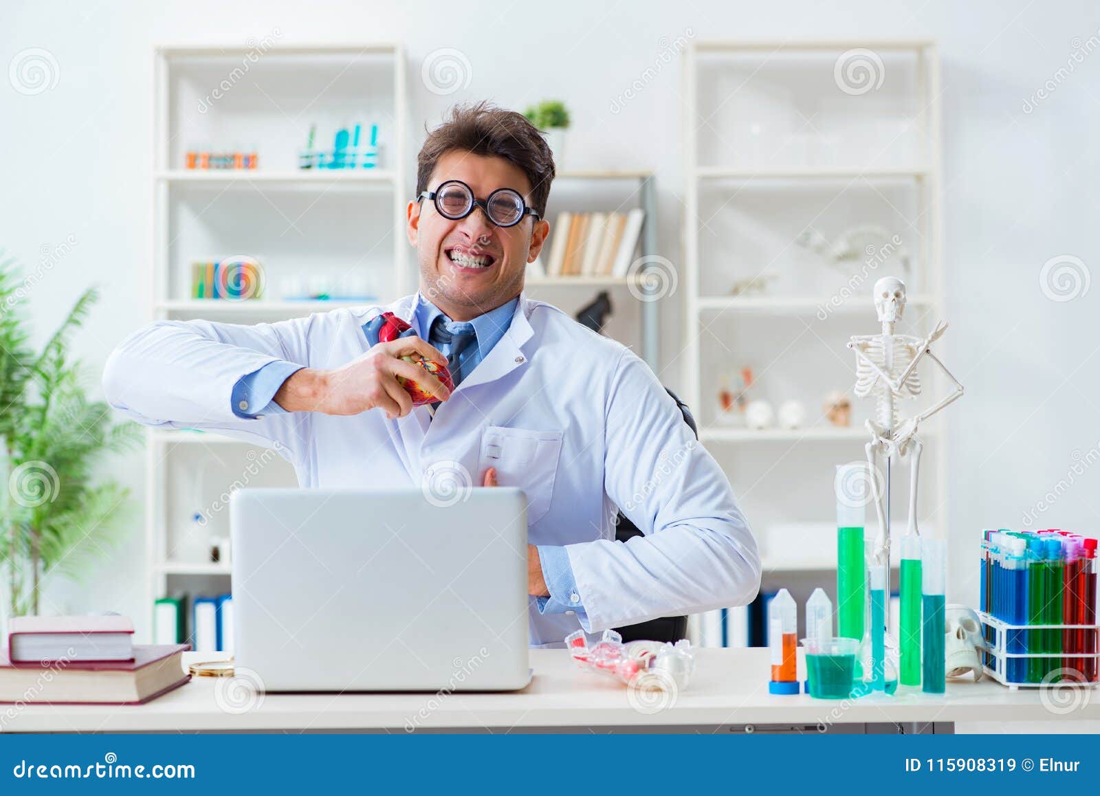 The Funny Doctor Having Fun in Hospital Lab Stock Image - Image of ...