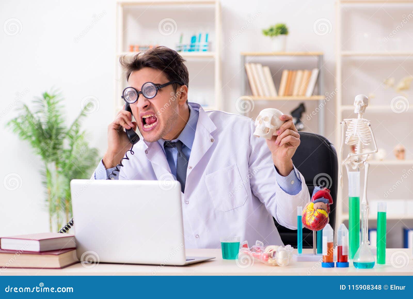 The Funny Doctor Having Fun in Hospital Lab Stock Photo - Image of ...