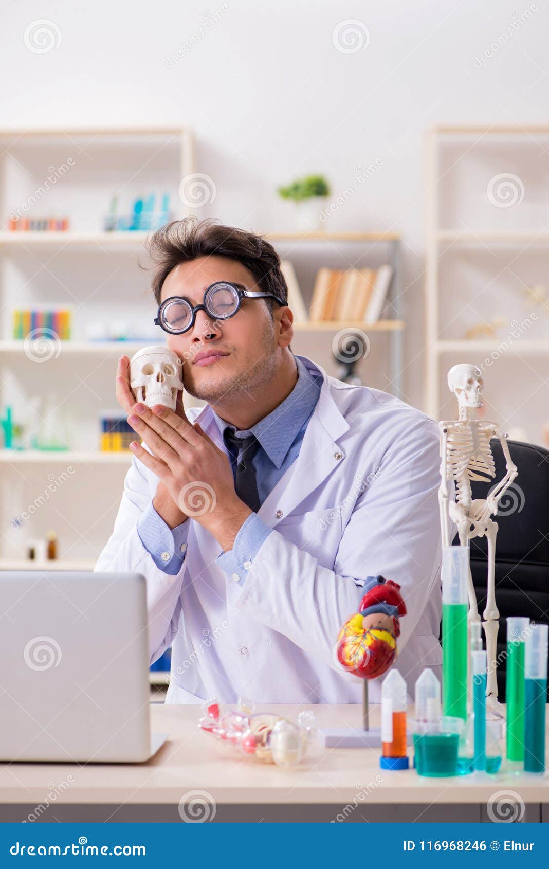 The Funny Doctor Having Fun in Hospital Lab Stock Photo - Image of ...