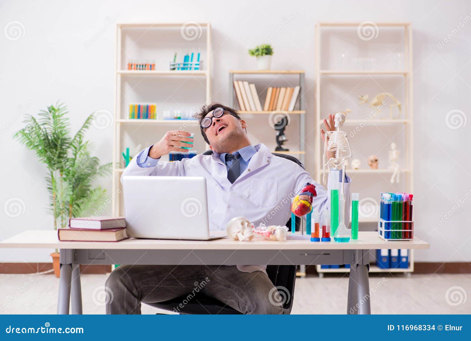 The Funny Doctor Having Fun in Hospital Lab Stock Photo - Image of ...