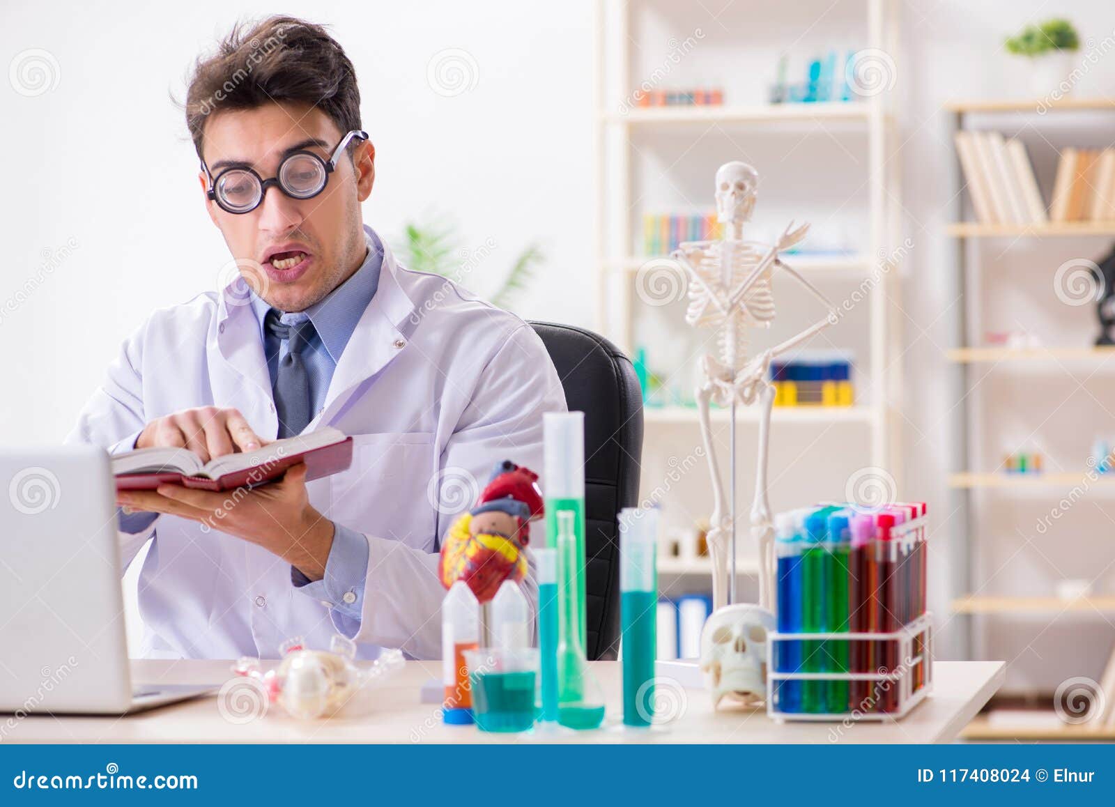 The Funny Doctor Having Fun in Hospital Lab Stock Photo - Image of ...