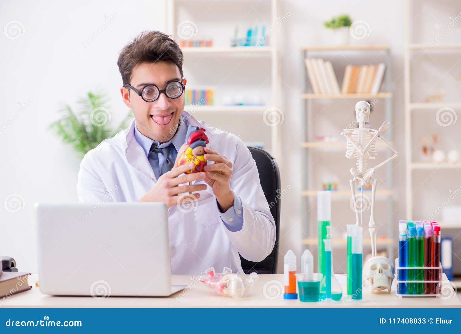The Funny Doctor Having Fun in Hospital Lab Stock Image - Image of ...