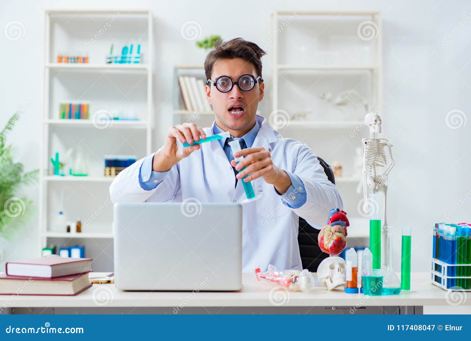 The Funny Doctor Having Fun in Hospital Lab Stock Image - Image of ...