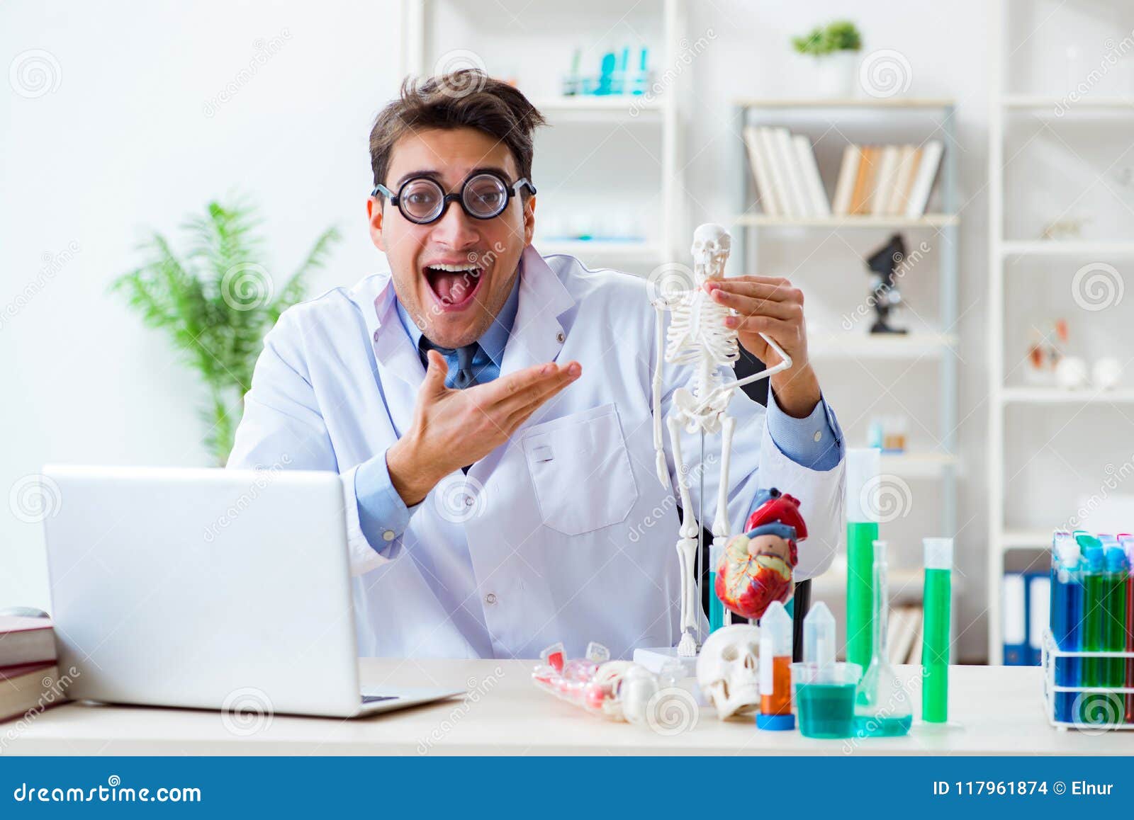 The Funny Doctor Having Fun in Hospital Lab Stock Photo - Image of ...