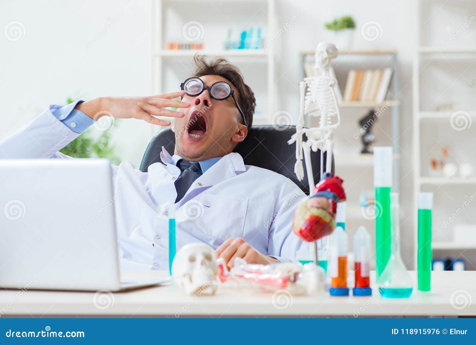 The Funny Doctor Having Fun in Hospital Lab Stock Photo - Image of ...