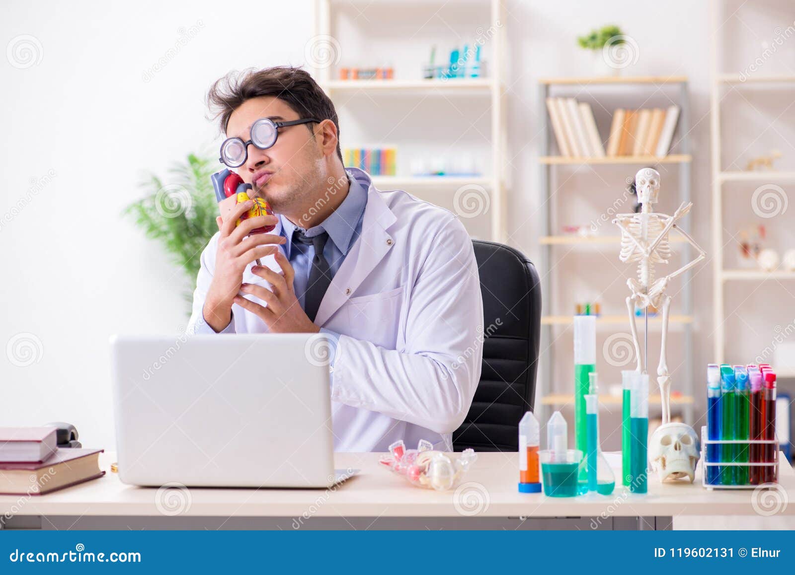 The Funny Doctor Having Fun in Hospital Lab Stock Image - Image of ...
