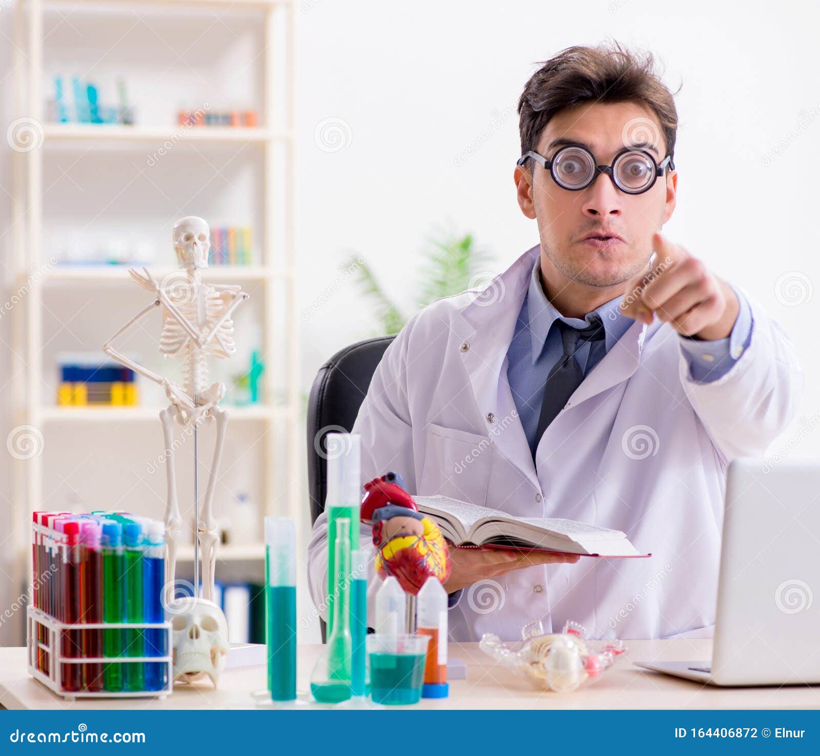 Funny Doctor Having Fun in Hospital Lab Stock Photo - Image of lecturer ...