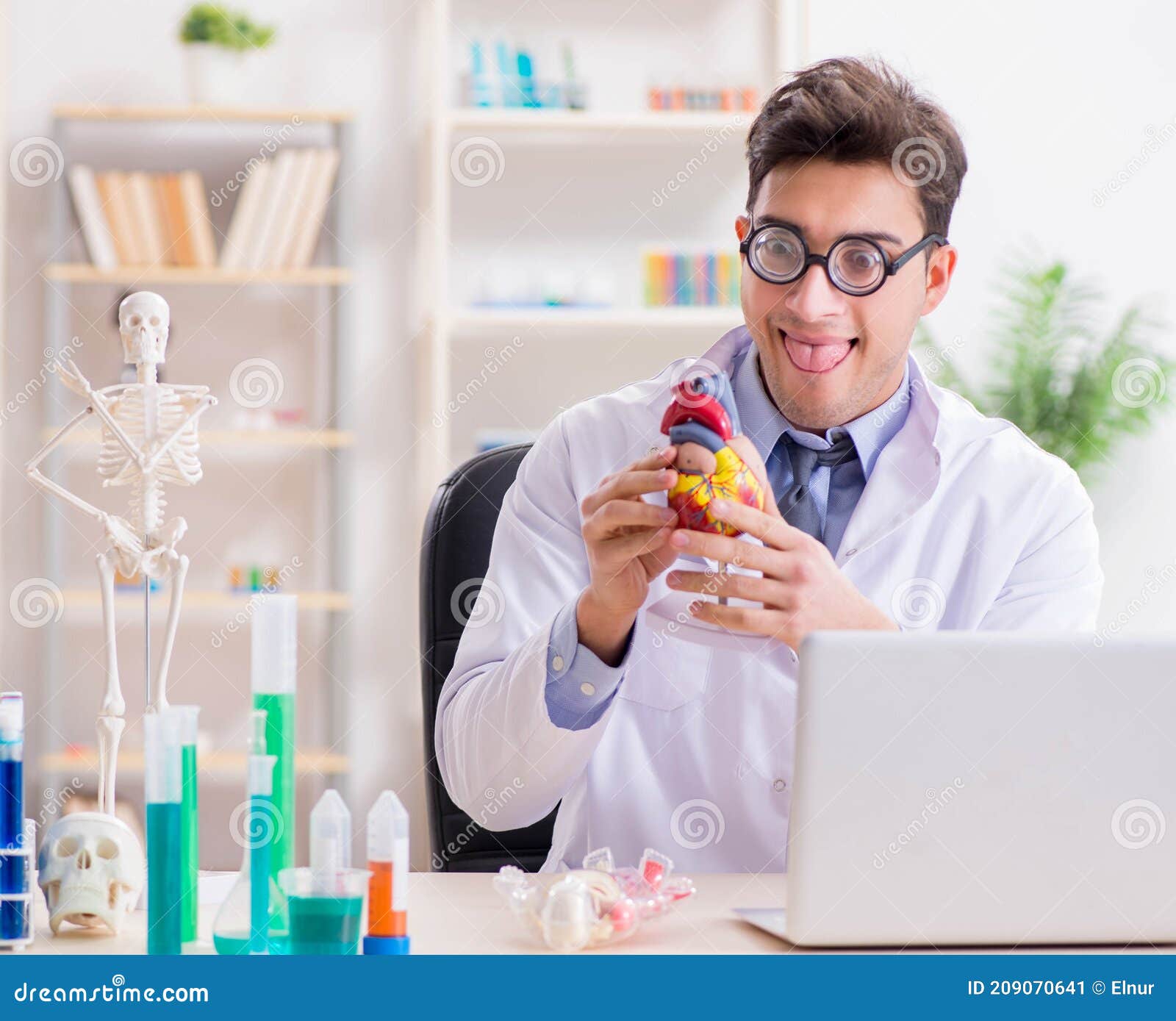 Funny Doctor Having Fun in Hospital Lab Stock Image - Image of health ...