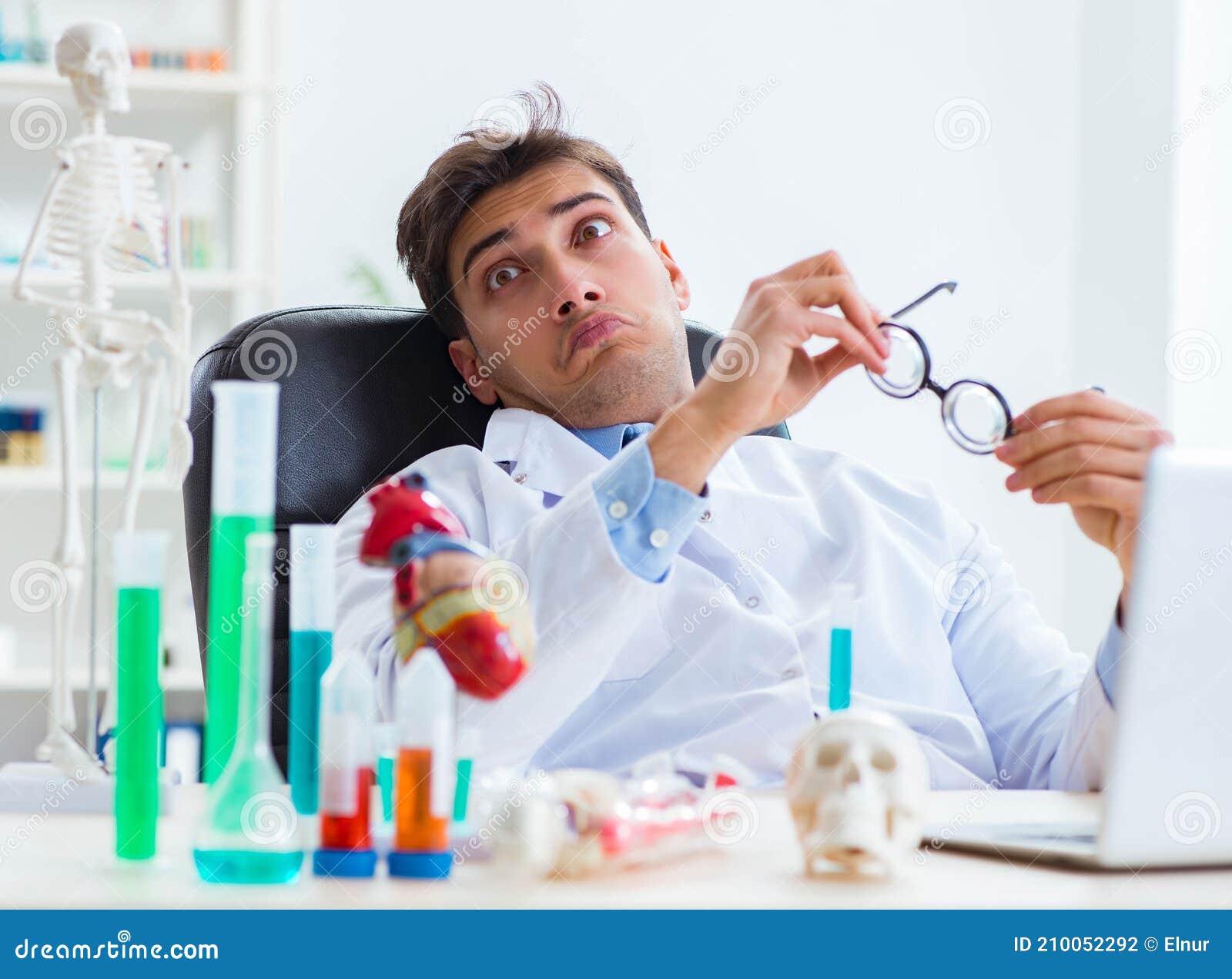 Funny Doctor Having Fun in Hospital Lab Stock Photo - Image of ...