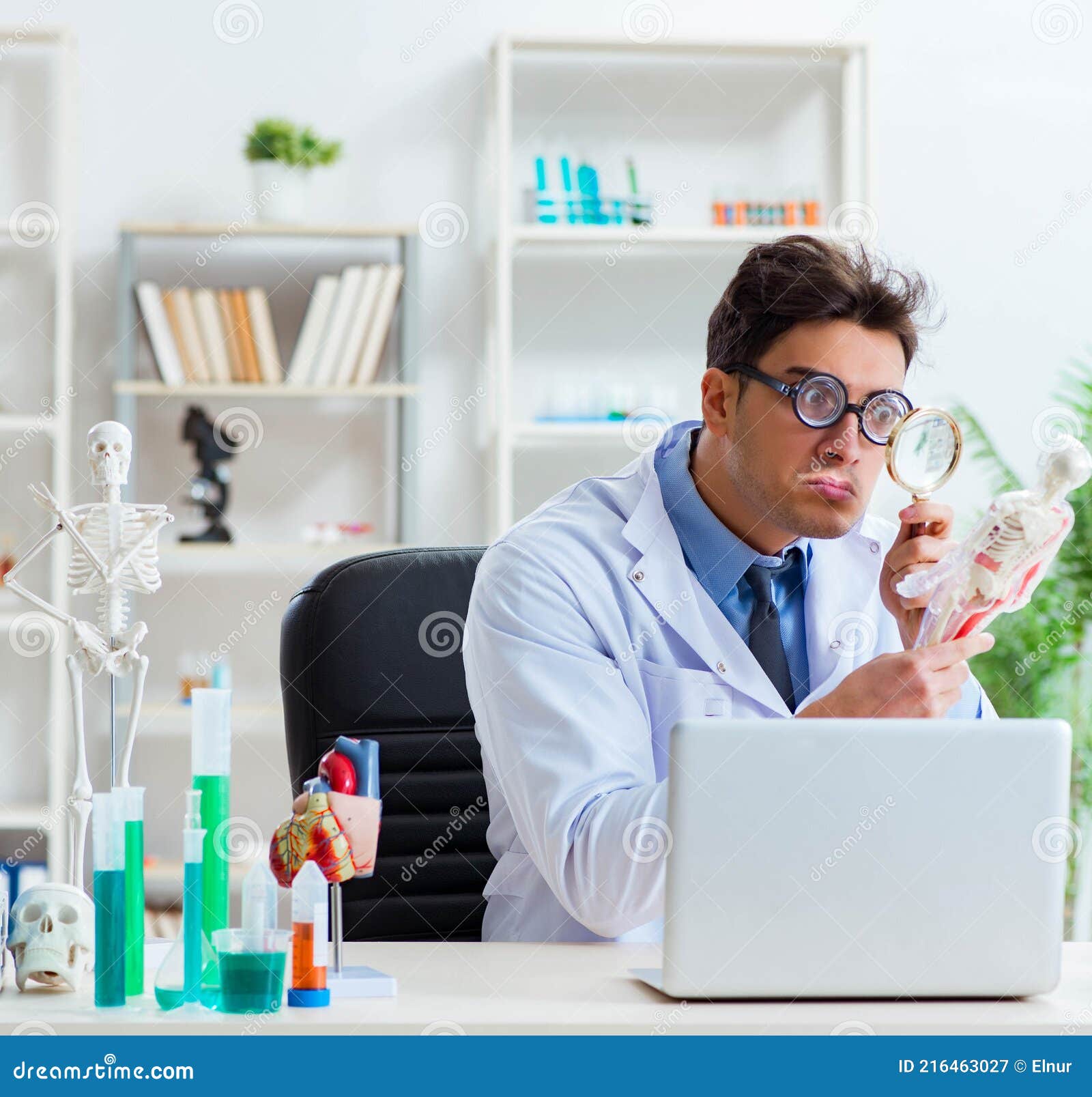 Funny Doctor Having Fun in Hospital Lab Stock Image - Image of medicine ...