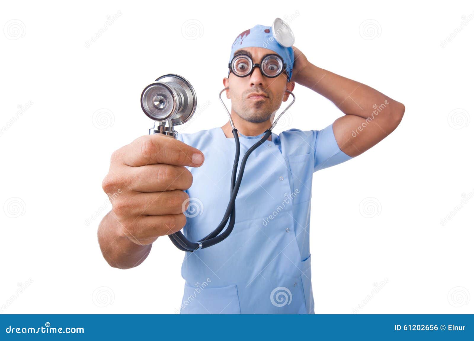 The Funny Doctor Isolated on White Stock Photo - Image of care, googles ...