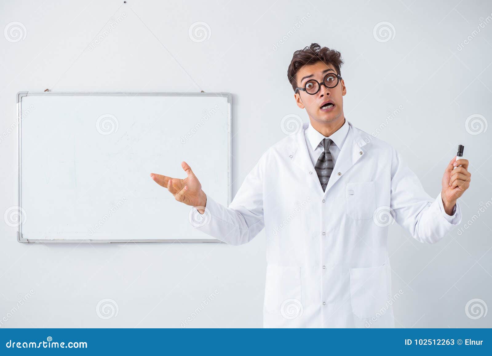 The Funny Doctor Scientist Making Presentation in Hospital Stock Image ...