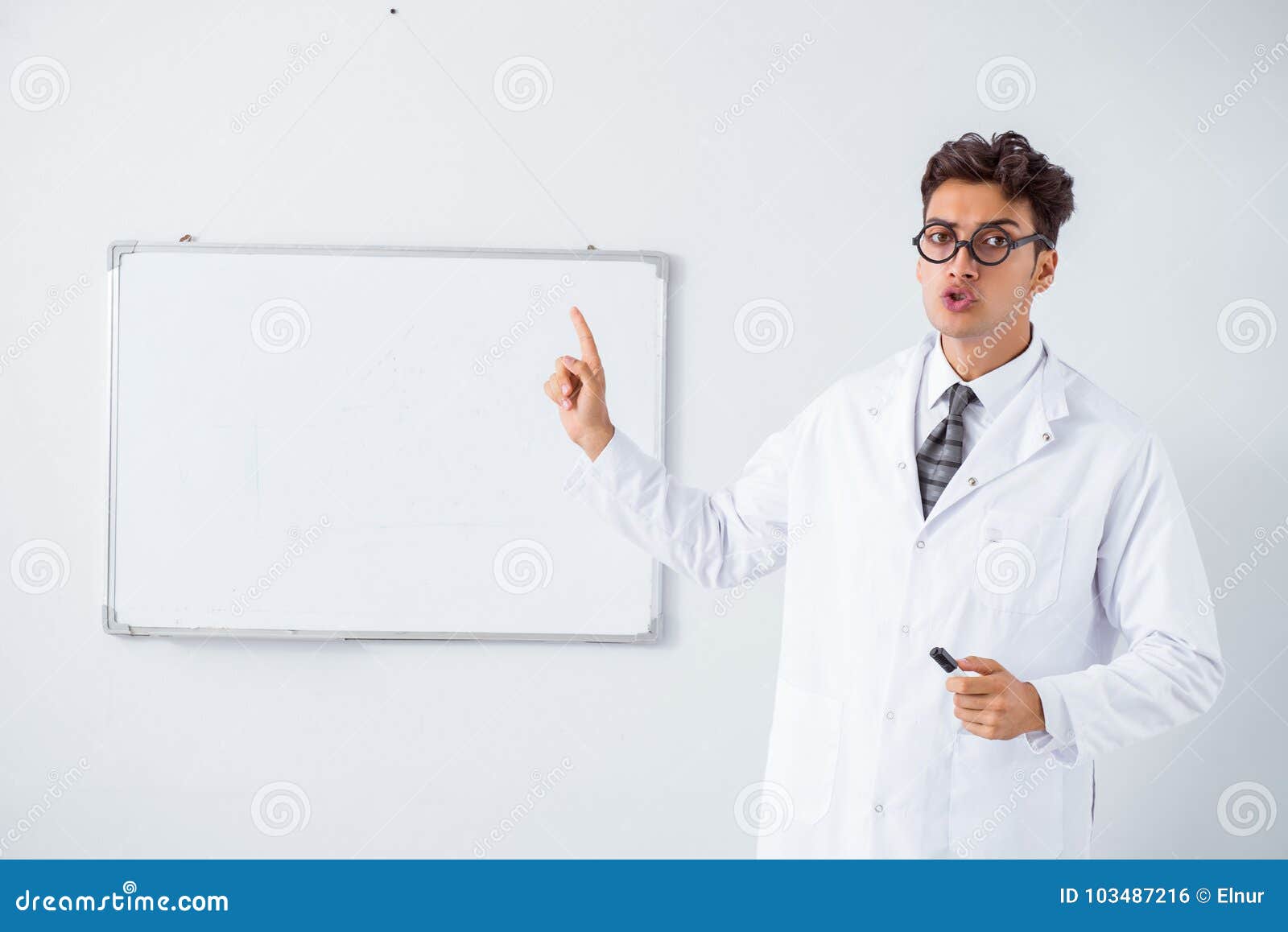 The Funny Doctor Scientist Making Presentation in Hospital Stock Photo ...