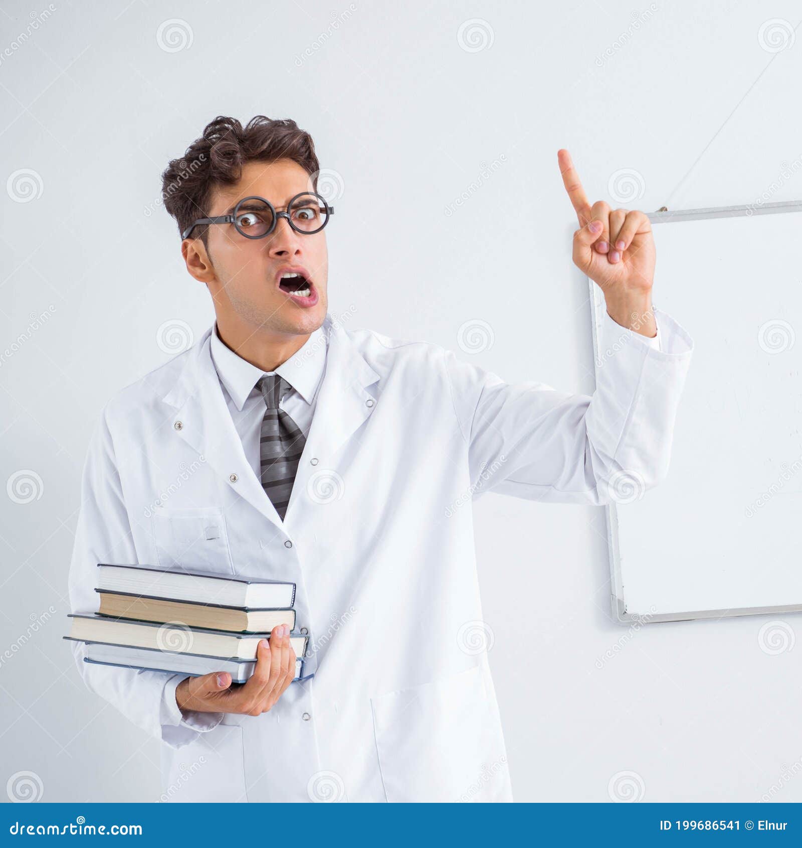 Funny Doctor Scientist Making Presentation in Hospital Stock Image ...