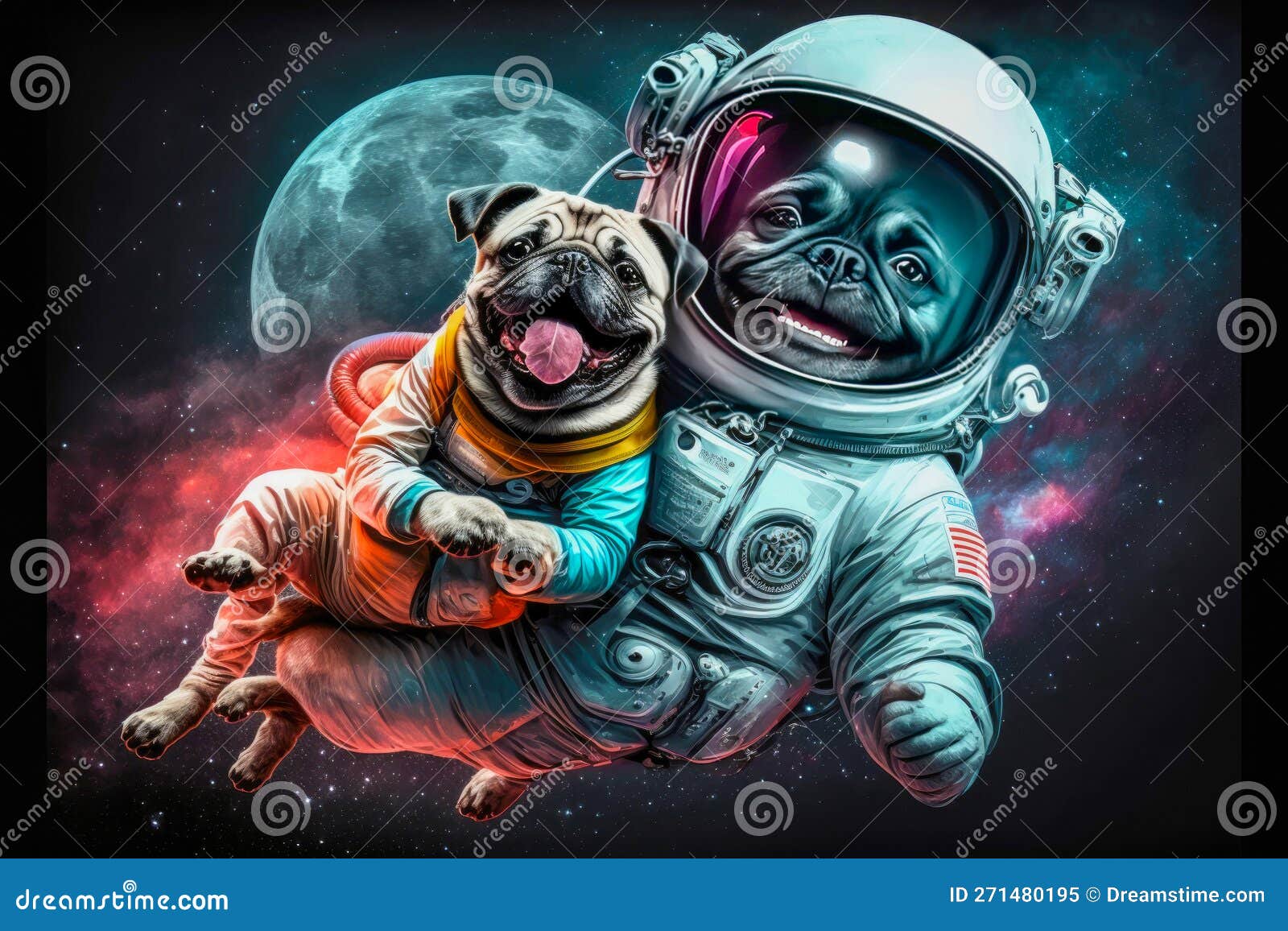 Funny Dog in Astronaut Suit Stock Illustration - Illustration of cute ...