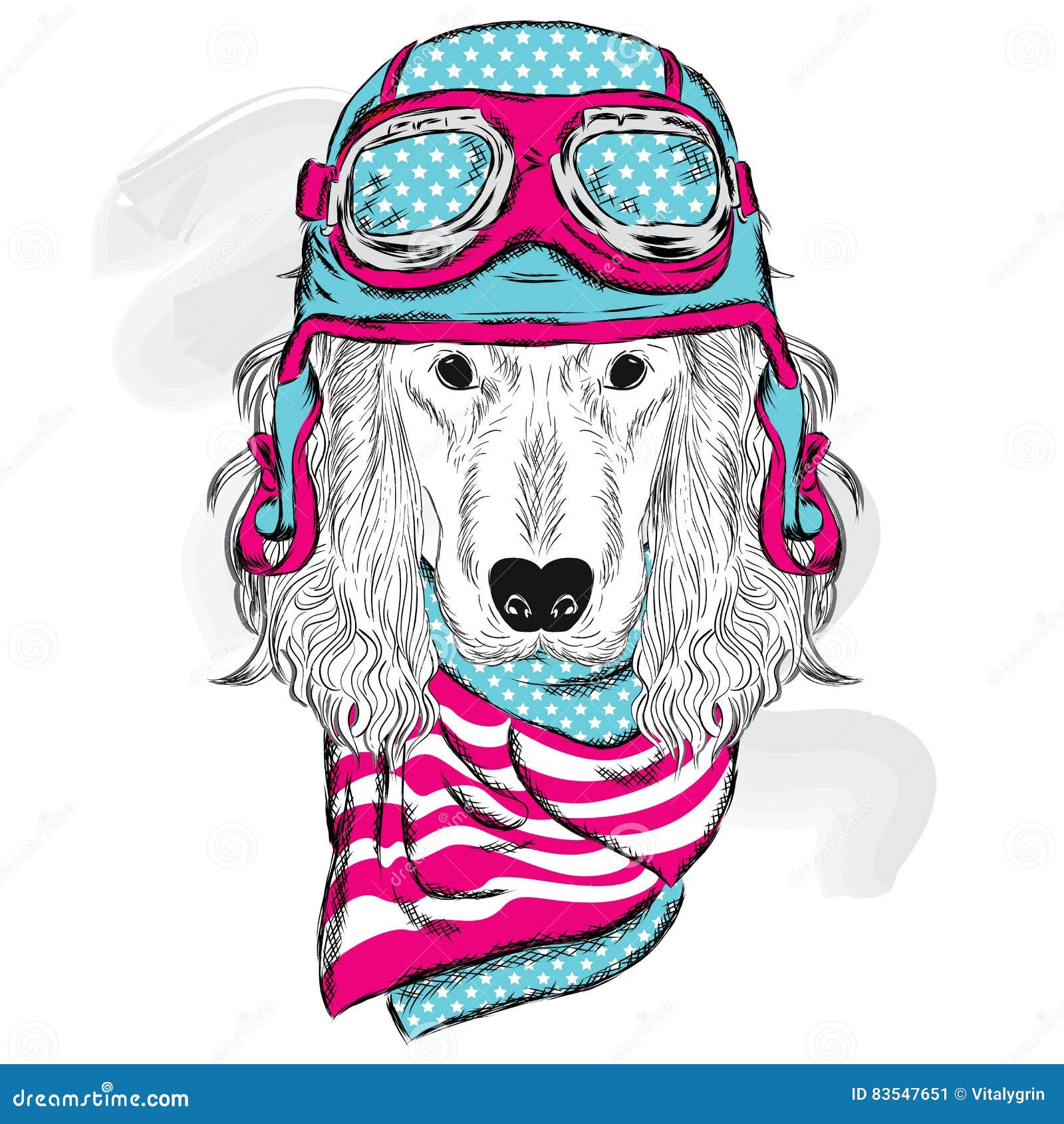 Funny dog with a camera. stock vector. Illustration of character - 83547651