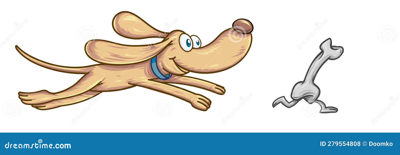 Funny dog chases a bone stock vector. Illustration of sweet - 279554808