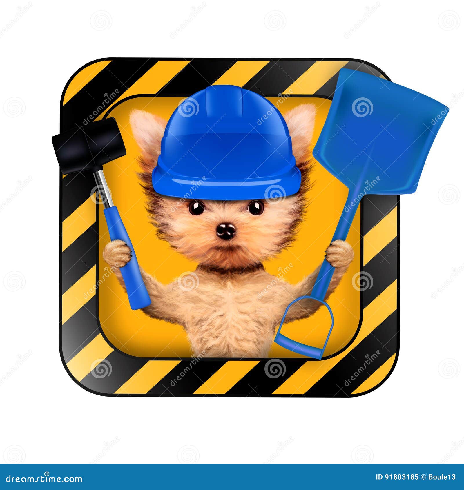 Funny Dog with Construction Tools Isolated on White Stock Illustration ...
