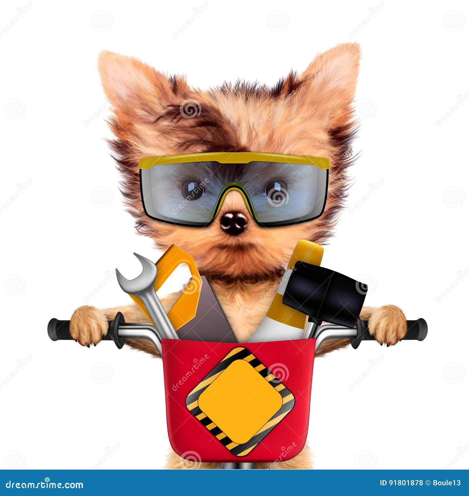 Funny Dog with Construction Tools Isolated on White Stock Illustration ...