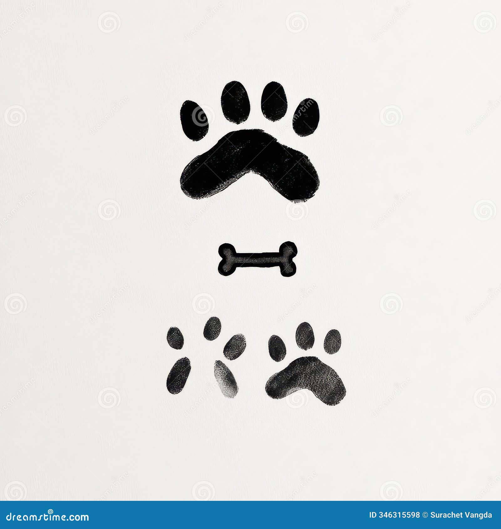 Funny Dog Design in Cursive Font with Paw Prints Stock Illustration ...