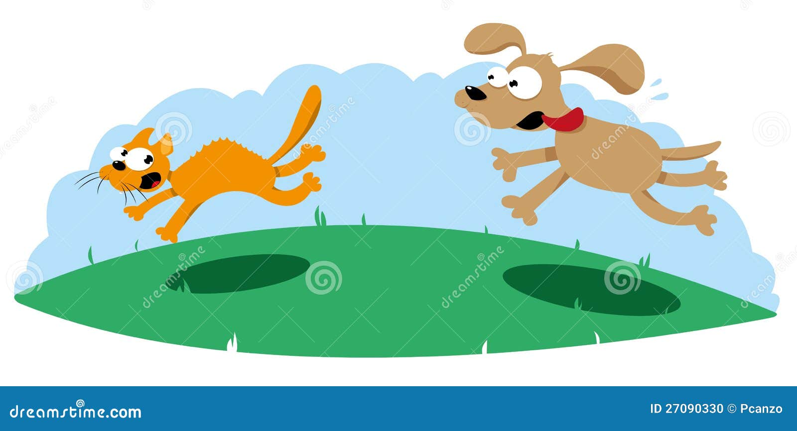 Funny Dog Hunting a Cat stock vector. Illustration of playing - 27090330