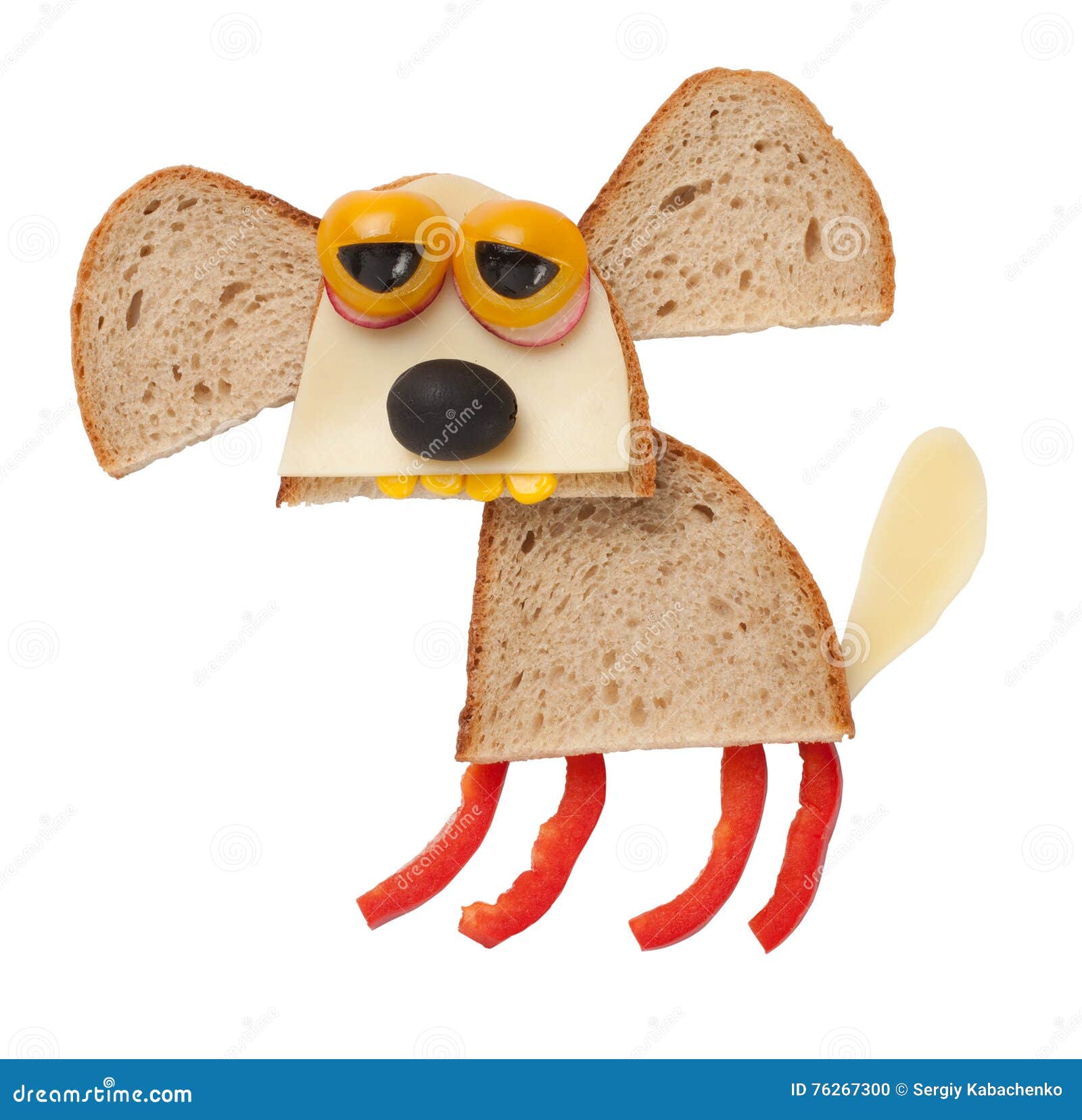Funny Dog Made of Bread and Cheese Stock Photo - Image of healthy ...