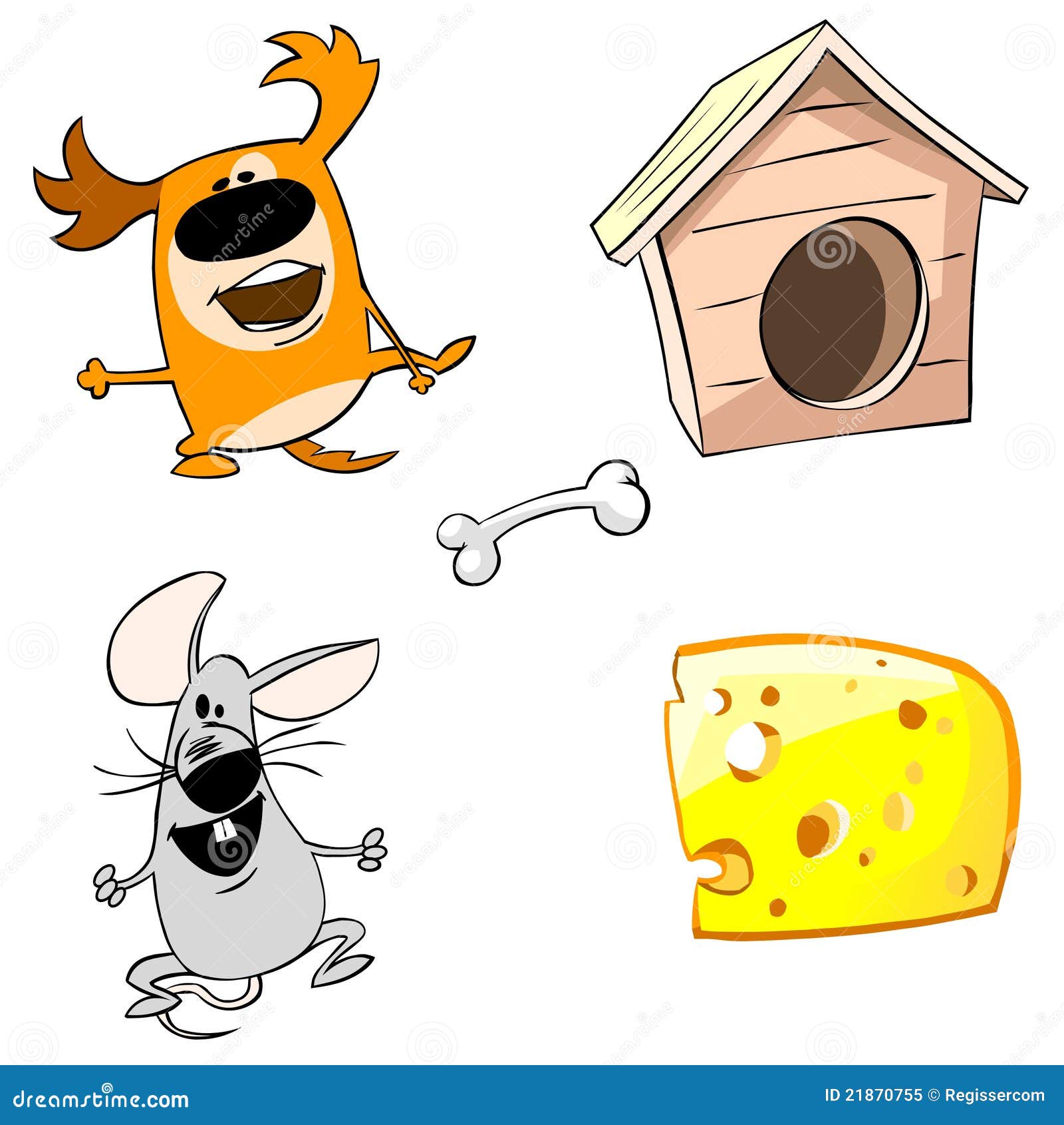 Funny dog and mouse stock illustration. Illustration of isolated - 21870755