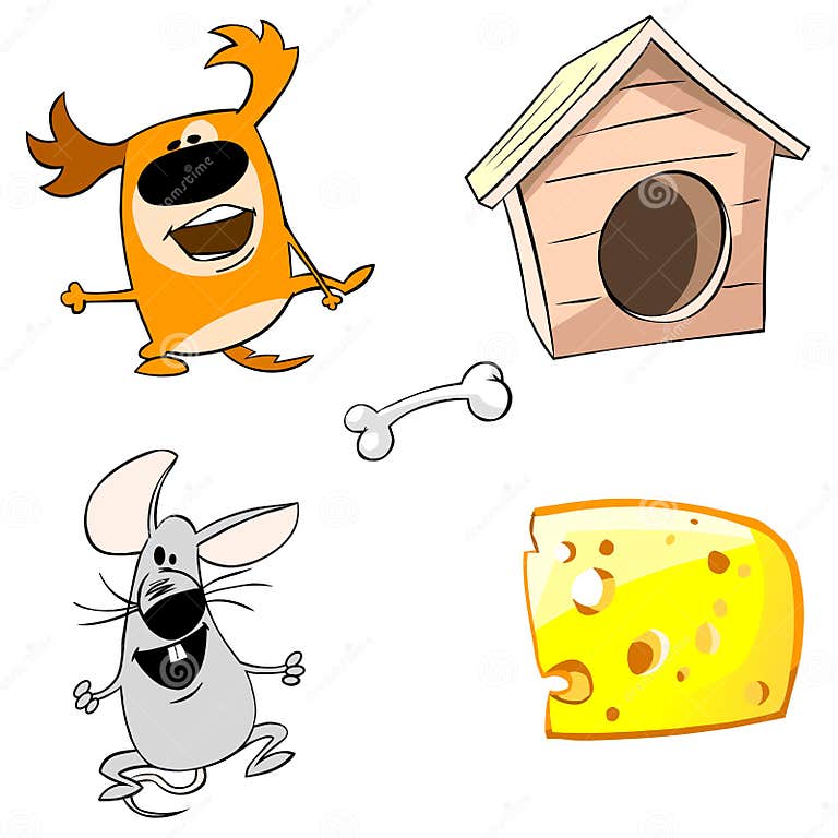 Funny dog and mouse stock illustration. Illustration of isolated - 21870755