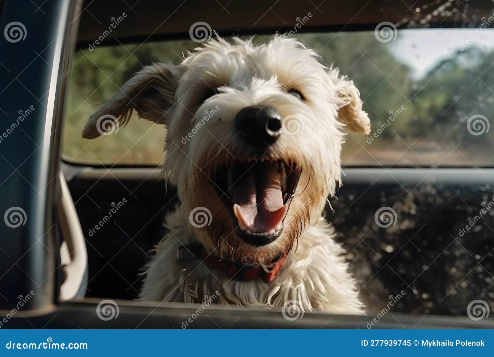 Funny Dog Out of Car Window. Neural Network AI Generated Stock ...