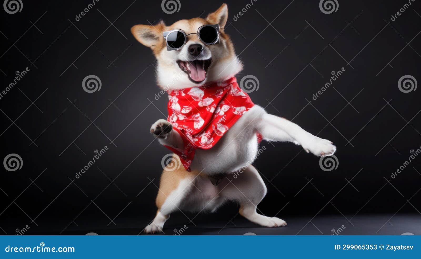 Funny Dog Pug in Clothes and Sunglasses Dancing in the Studio on a ...