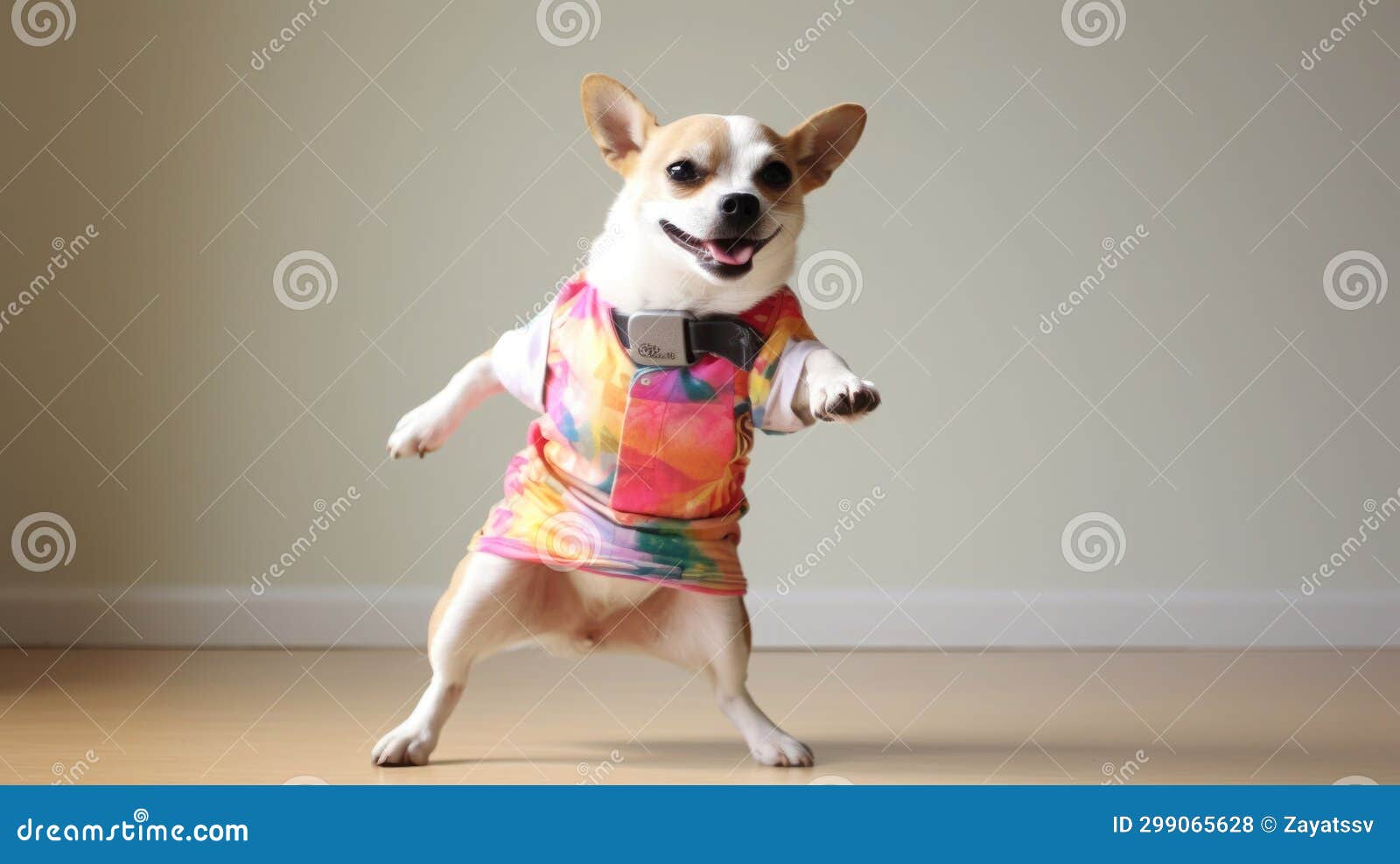 Funny Dog Pug in Clothes and Sunglasses Dancing in the Studio on a ...