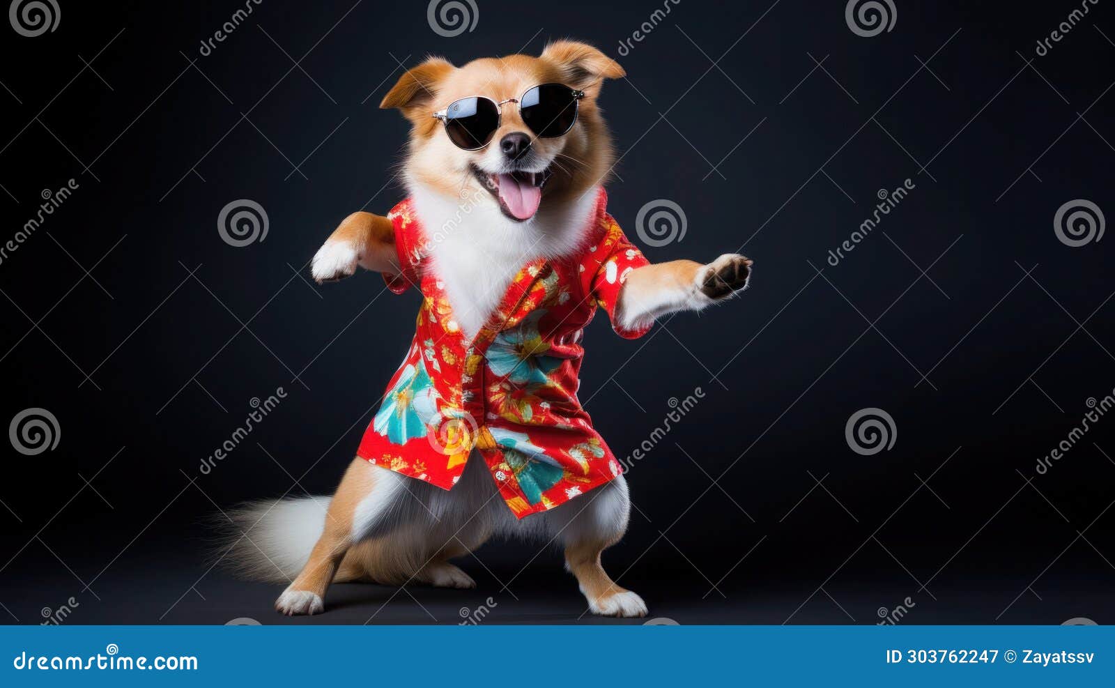 Funny Dog Pug in Clothes and Sunglasses Dancing in the Studio on a ...