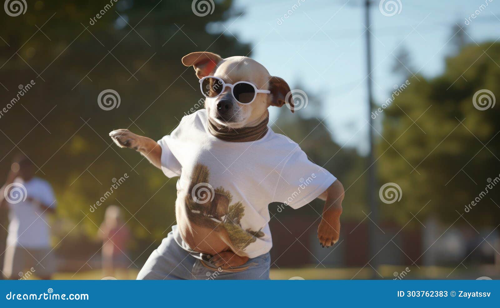 Funny Dog Pug in Clothes and Sunglasses Dancing in the Studio on a ...