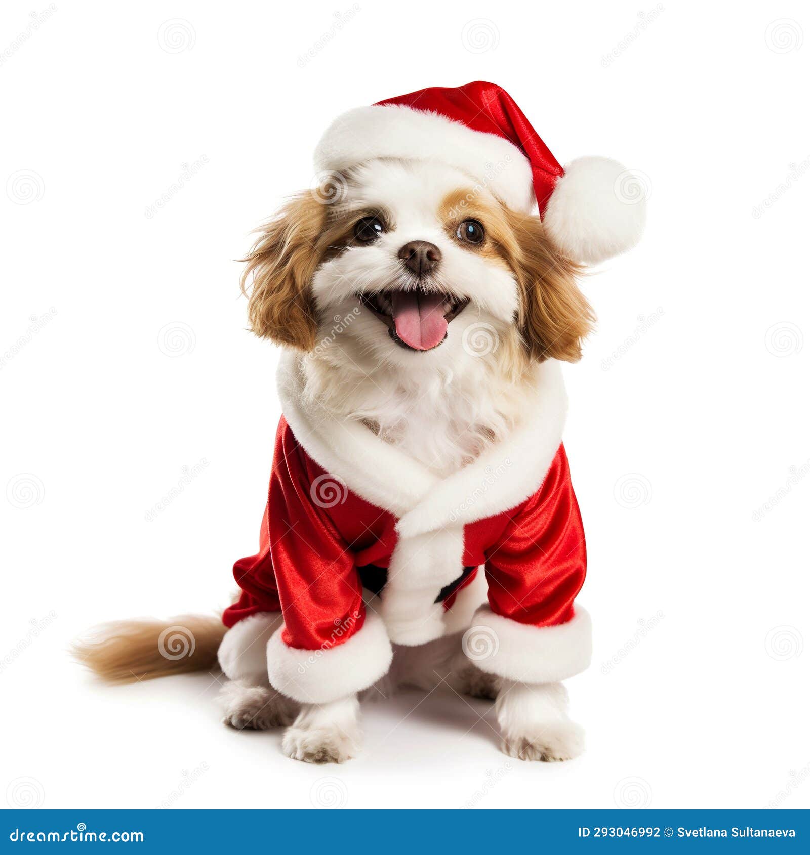 Funny Dog in Santa Hat Isolated Stock Illustration - Illustration of ...