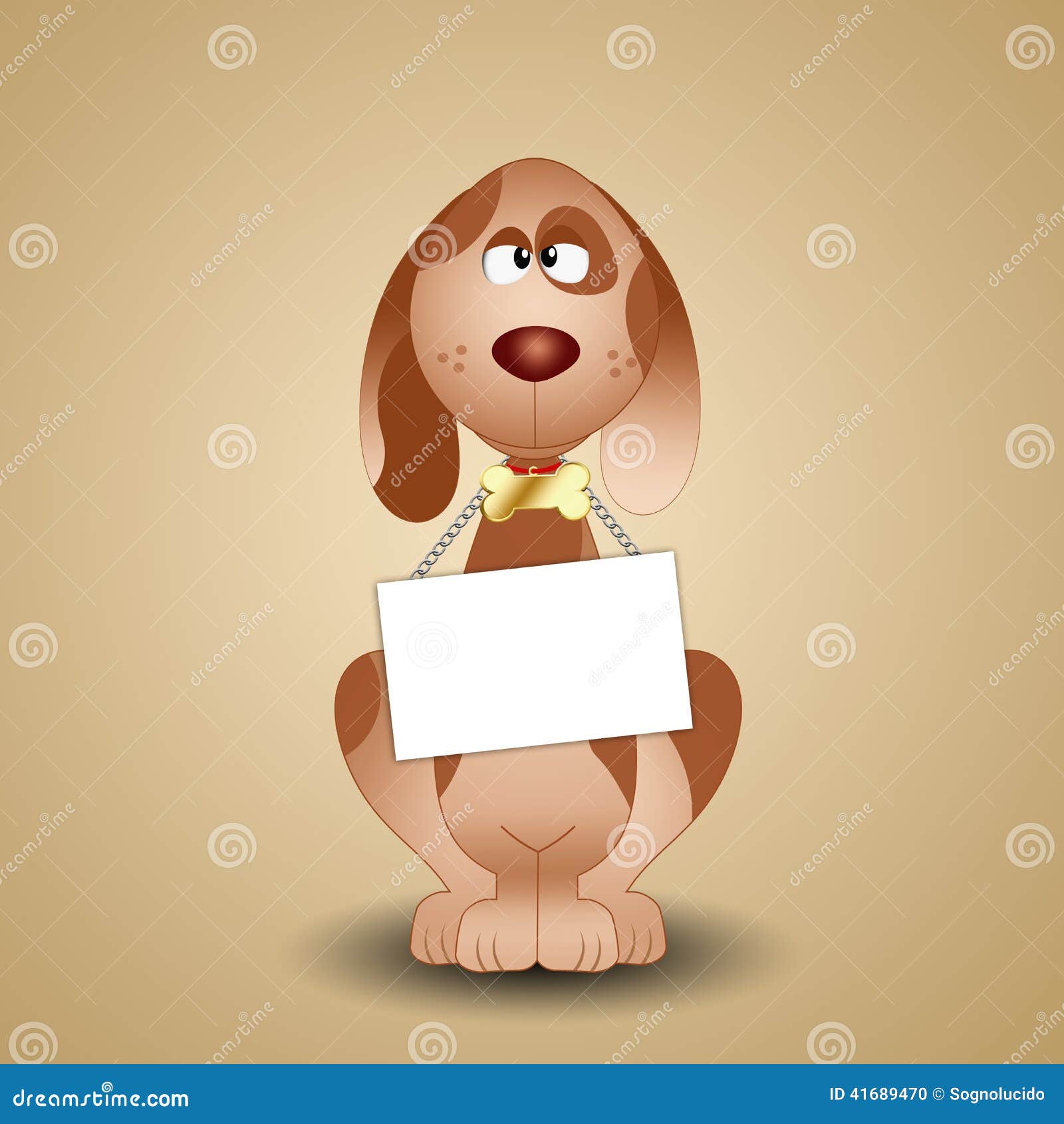 Funny dog with sign stock illustration. Illustration of sign - 41689470