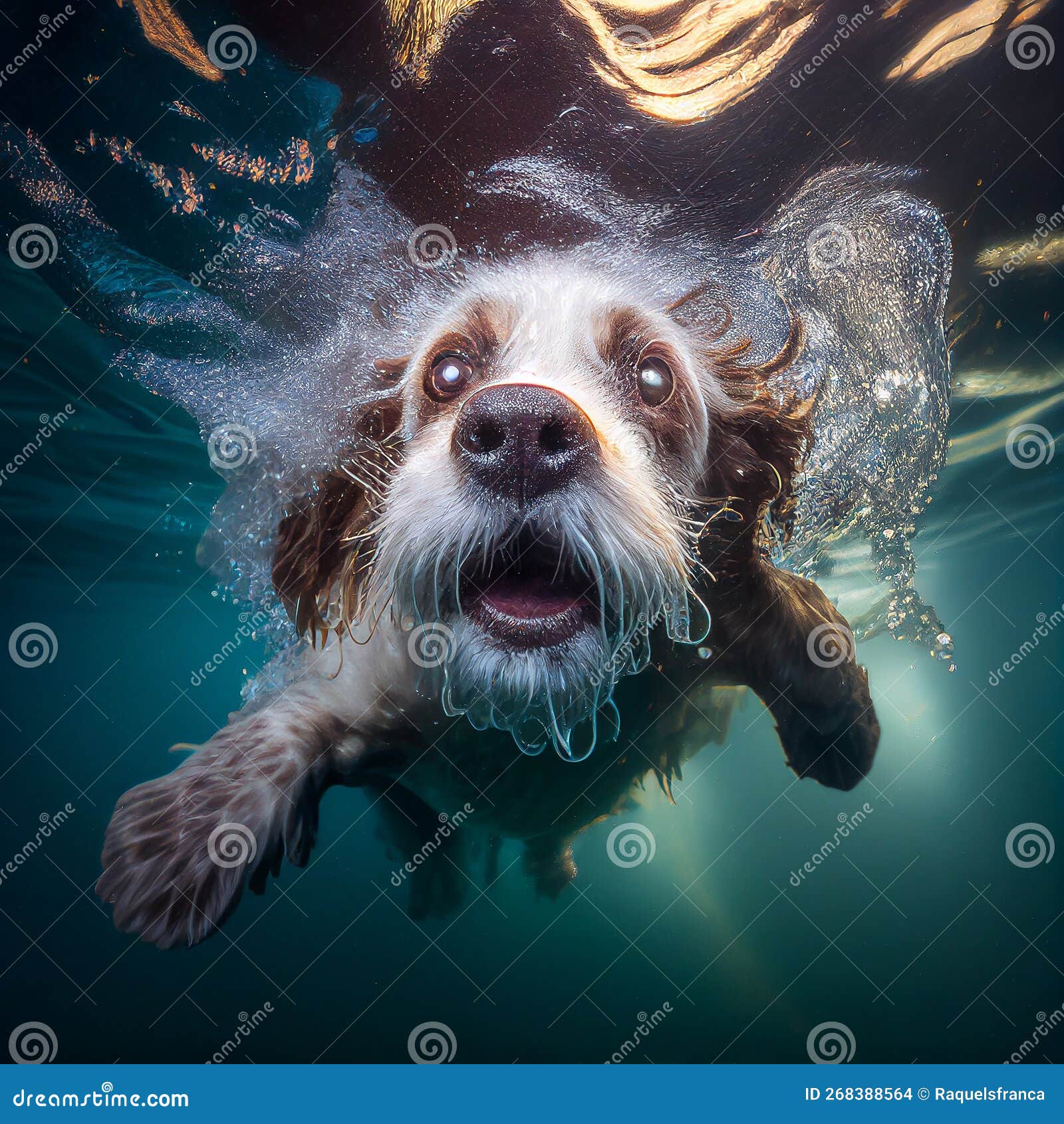 Funny Dog Swimming Underwater Stock Illustration - Illustration of ...