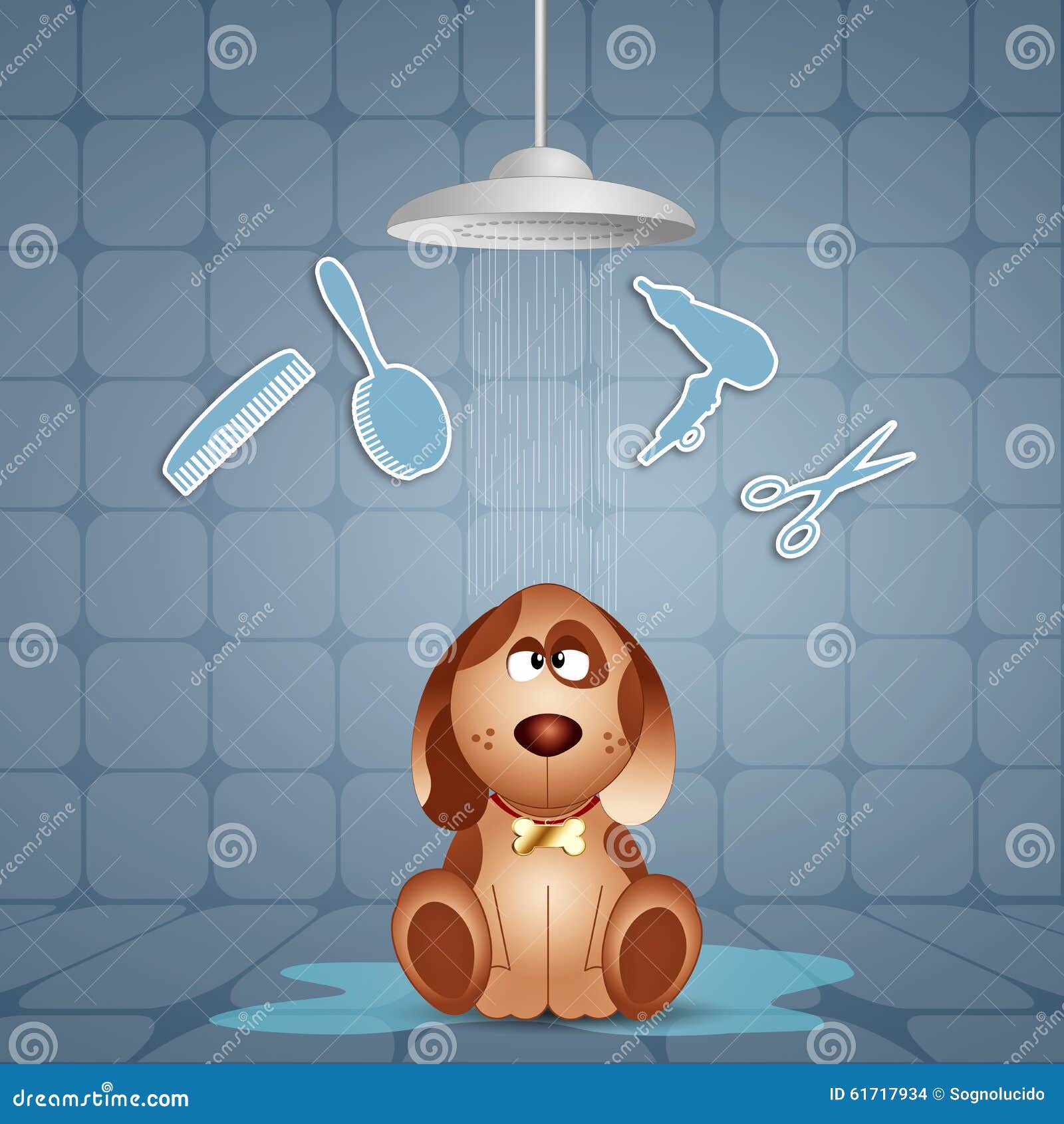 Funny doggy for grooming stock illustration. Illustration of curlers ...